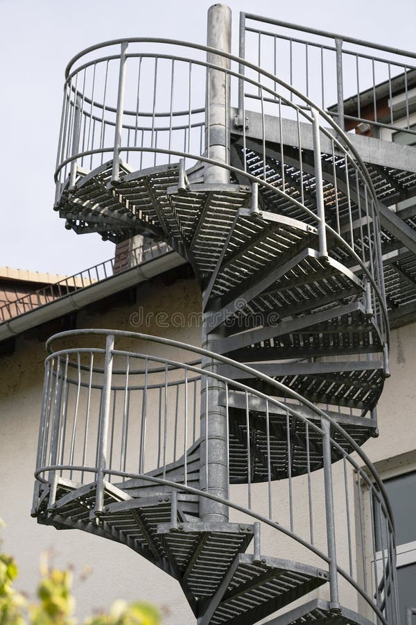 Spiral Staircase on the Facade of the Building. Stock Photo - Image of ...