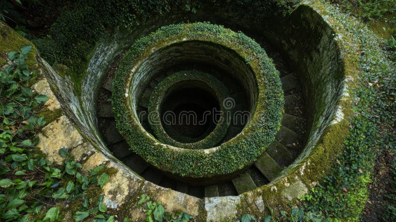 A Spiral Staircase with Green Plants Growing on it Stock Illustration ...