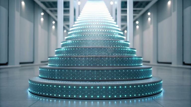 A Spiral Staircase Illuminated with Blue Lights Creating a Dynamic ...