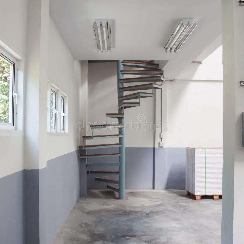 Spiral Staircase Inside House of Construction. Stock Image - Image of ...