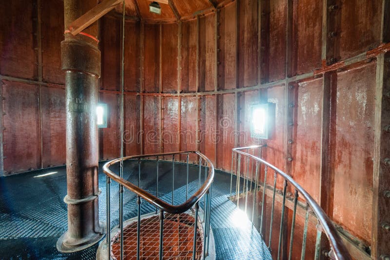 A Spiral Staircase Inside a Lighthouse. Stock Photo - Image of safety ...