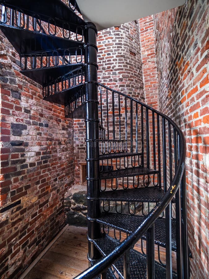 Spiral Staircase Inside of an Old Lighthouse Stock Photo - Image of ...
