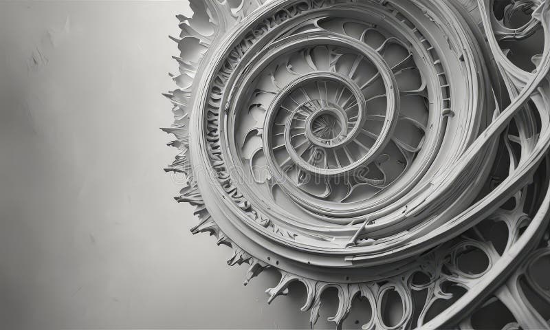 Spiral Staircase with Intricate Patterns and Designs, Captured in Black ...