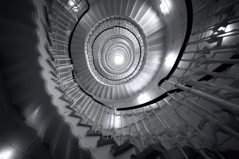 Spiral Staircase Leading To Bright Light in a Modern Architectural Design Stock Photo - Image of ...