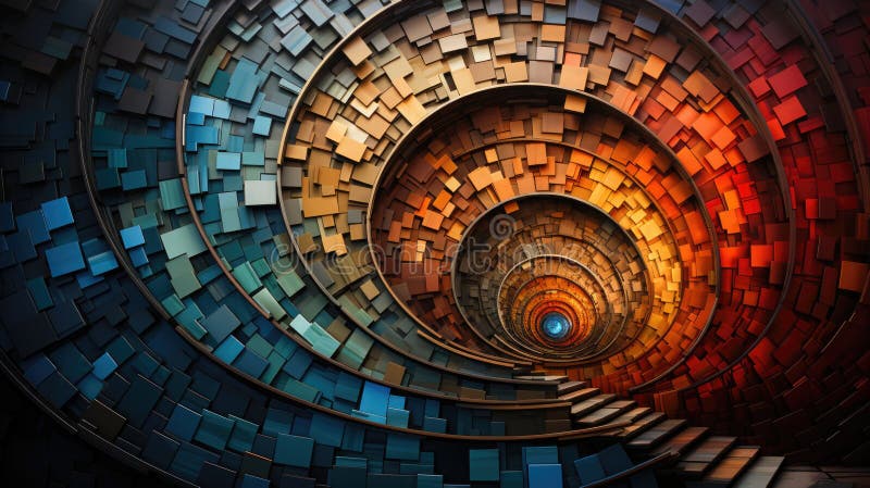 A Spiral Staircase with Many Different Colored Tiles. Generative AI ...