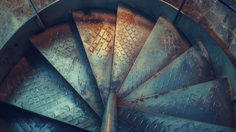 Spiral Staircase with Metal Steps Stock Photo - Image of texture ...