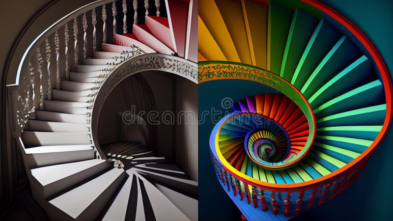 Spiral Staircase in a Modern Style. Conceptual Image Stock Illustration ...