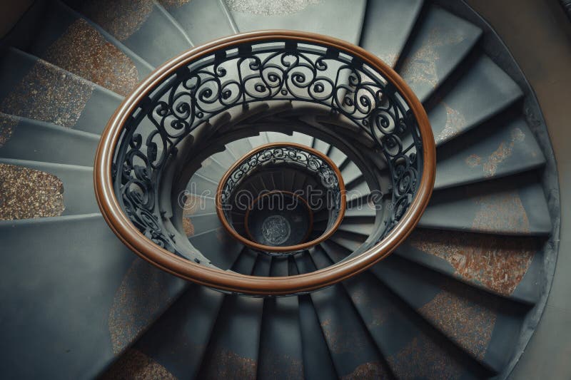 Spiral Staircase in an Old Library Stock Illustration - Illustration of ...