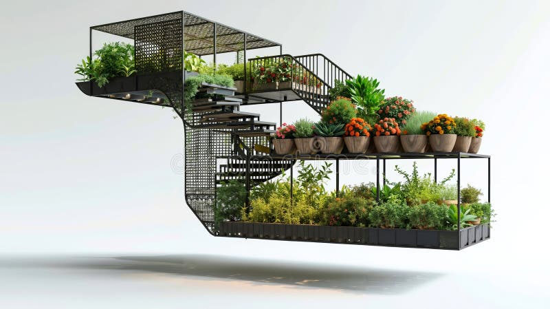 A Spiral Staircase with Plants Growing on Top of it Stock Image - Image of indoor, growing ...