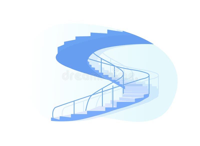 Spiral Staircase Side View Isolated on White. Stock Vector ...