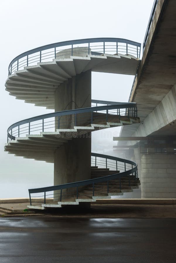 Staircase On Bridge At Spree Riverfront And Modern Building Berlin ...