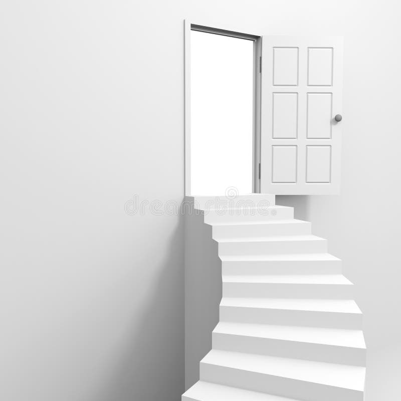 Spiral Staircase To the Open Door. Stock Illustration - Illustration of ...