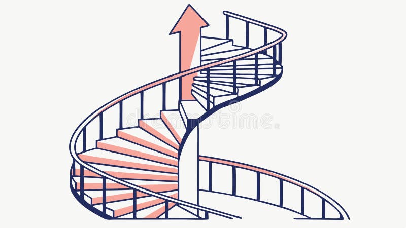 Spiral Staircase with Upward Arrow, Progress and Ascent, Vector Design ...