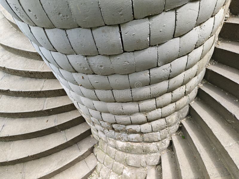 Spiral Staircase Winding Around a Circular Brick Wall Stock Photo ...