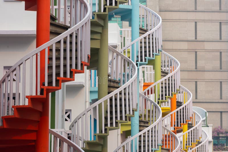 Singapore`s Spiral Staircases Stock Photo - Image of malay, color ...
