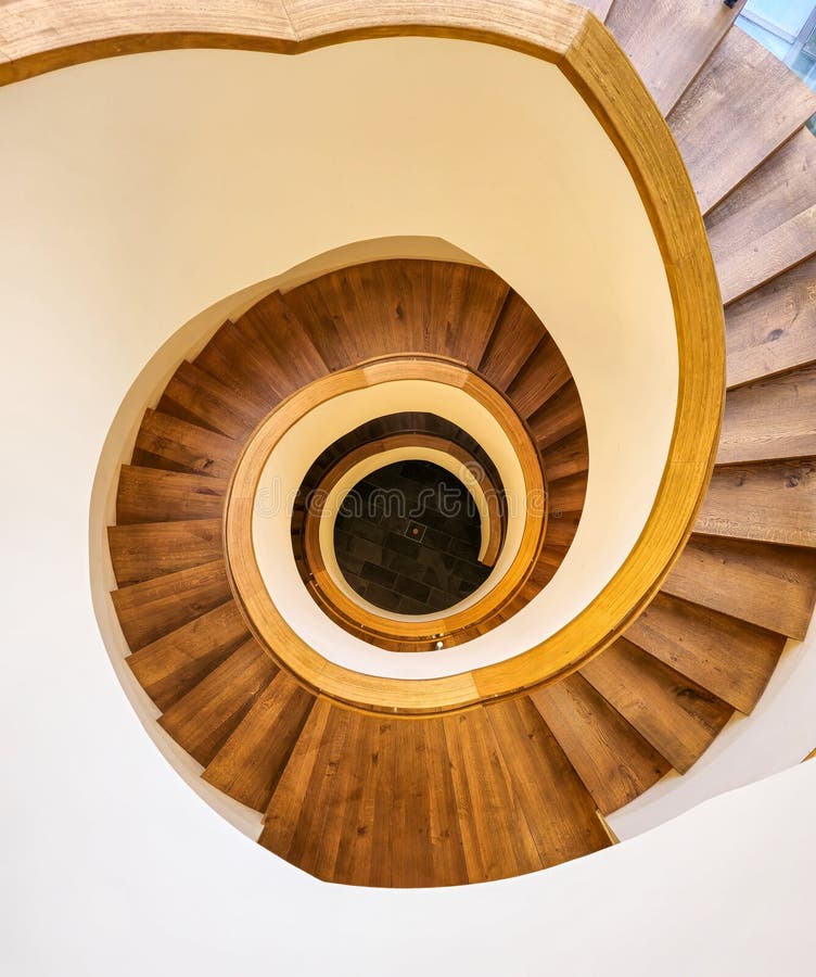 Spiral Stairs with Wooden Steps Stock Photo - Image of wooden, stairs ...