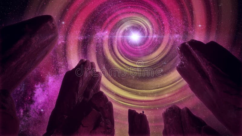 Spiral Stargate in a Starry Sky - Landscape Loop Abstract Background ...