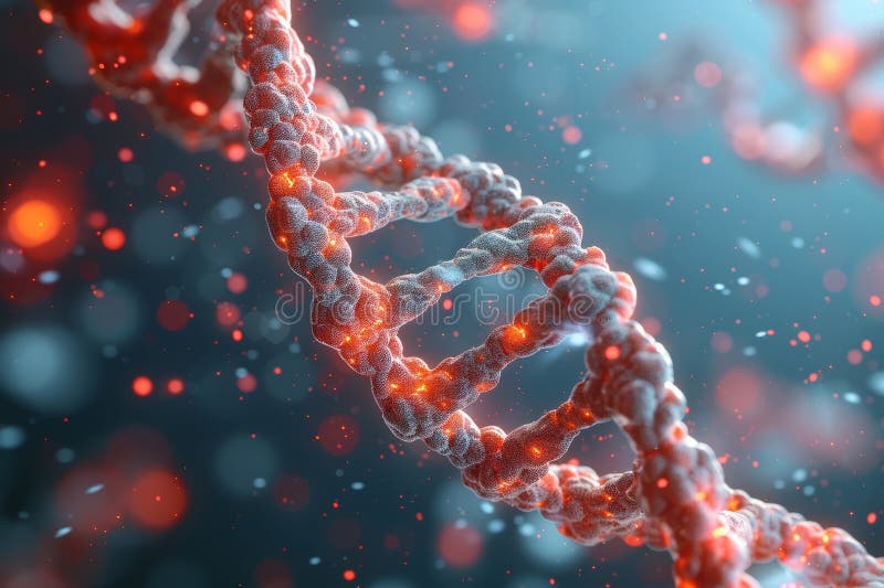 Spiral Structure of Dna Double Helix Against a Blue Background a Visual ...