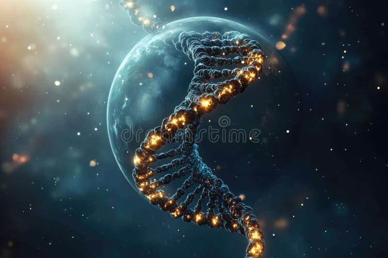 A Spiral Structure Resembling DNA is Seen Floating in Front of a Planet ...