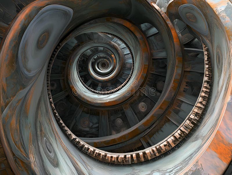 Spiral Structure, Rusty Texture, Intricate Design, Mechanical Elements ...