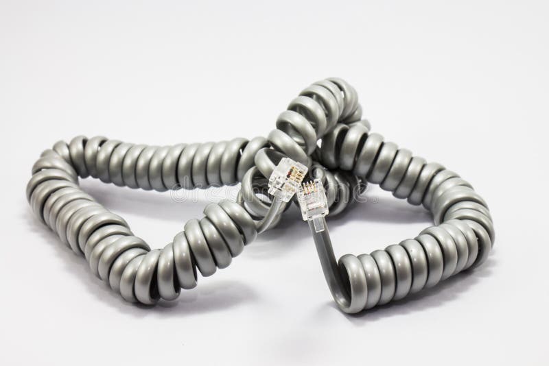 Spiral Telephone Cable Isolated Stock Image - Image of telephone ...