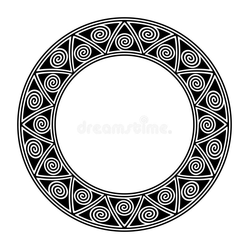 Circle Frame, with a Pattern Made of Spirals in Triangles Stock Vector ...