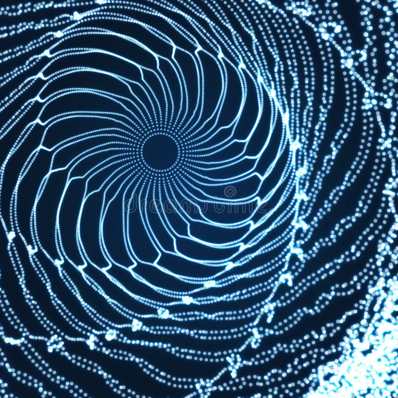Spiral. Tunnel. Array with Dynamic Particles. Futuristic Style. Cyberspace Grid Stock Vector ...
