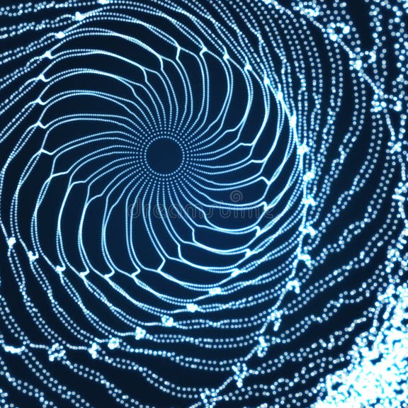 Spiral. Tunnel. Array with Dynamic Particles. Futuristic Style. Cyberspace Grid Stock Vector ...