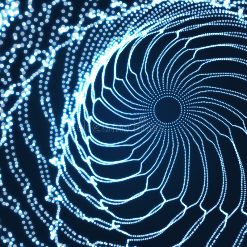 Spiral. Array with Dynamic Particles. Abstract Grid Design Stock Vector ...