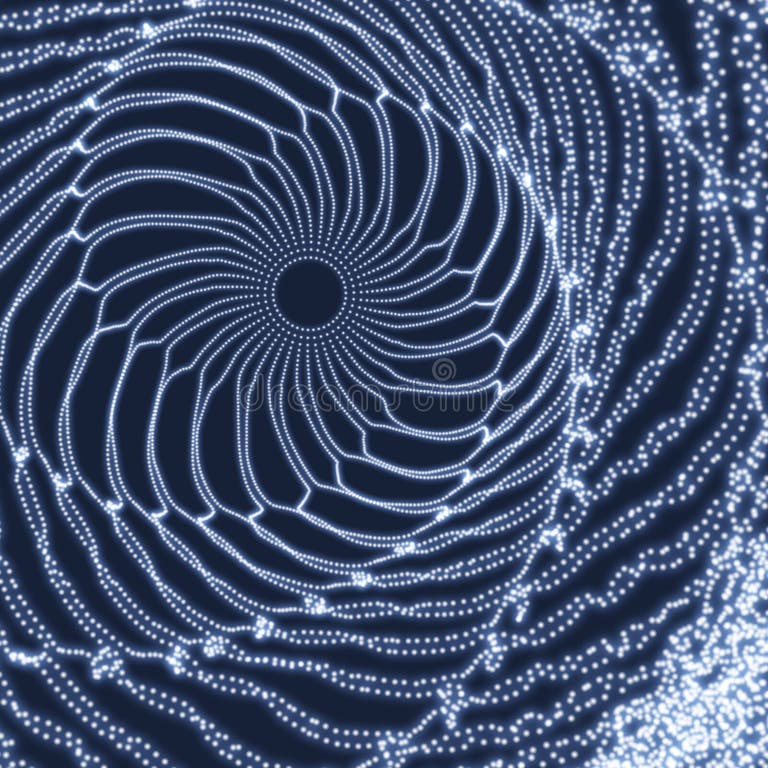 Spiral. Tunnel. Array with Dynamic Particles. Futuristic Style. Cyberspace Grid Stock Vector ...