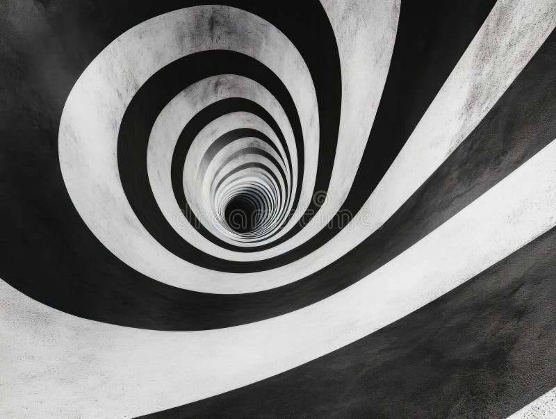 Spiral Tunnel Black and White Stock Image - Image of generated ...