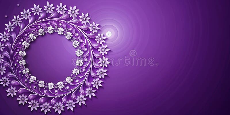 Spiral Twisted Circle White and Violet Floral Abstract Seamless Pattern ...