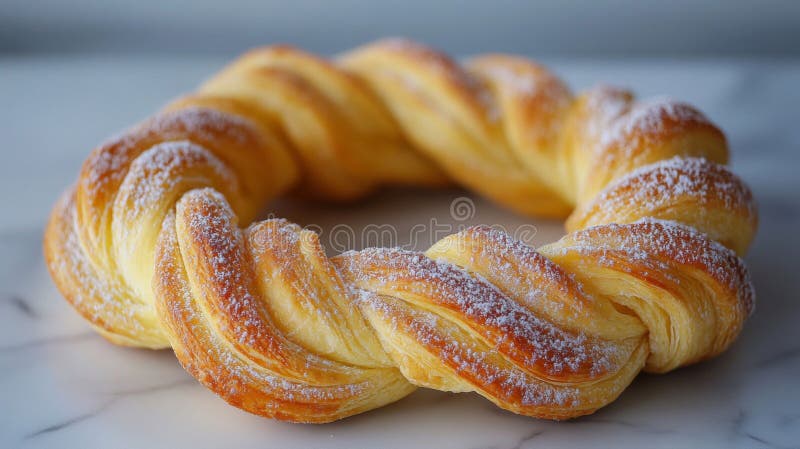 Spiral Twisted Ring Bread on Marble Surface Stock Illustration ...