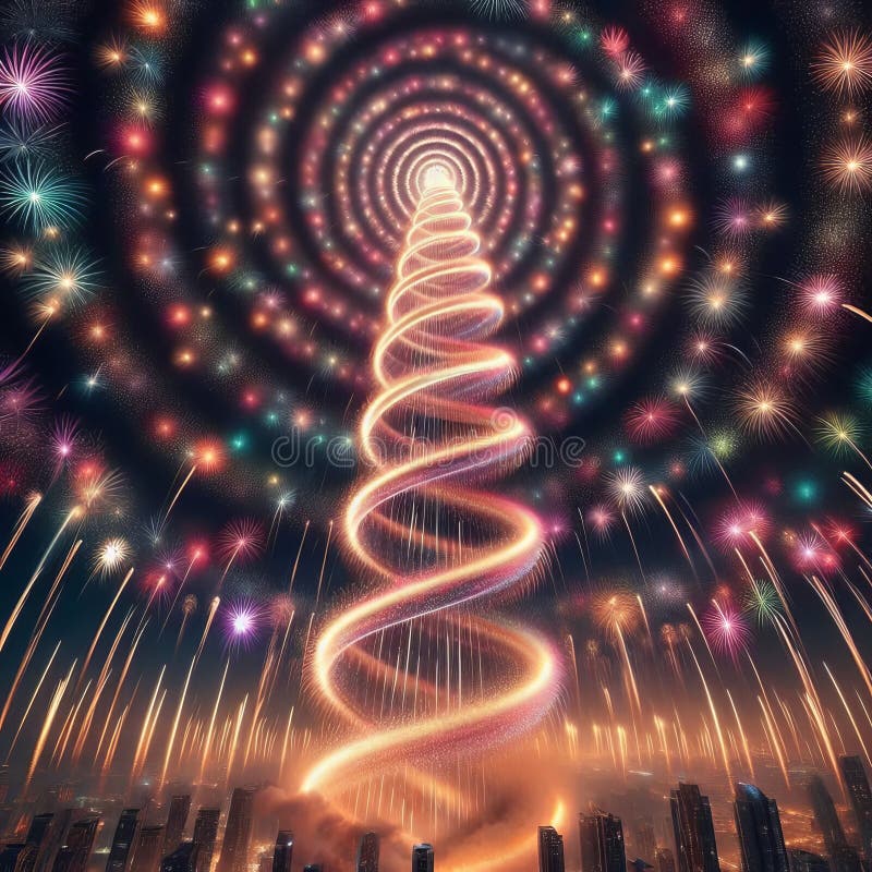 66 96. Spiral Vertical Shells_ Large, Spherical Firewo Stock ...