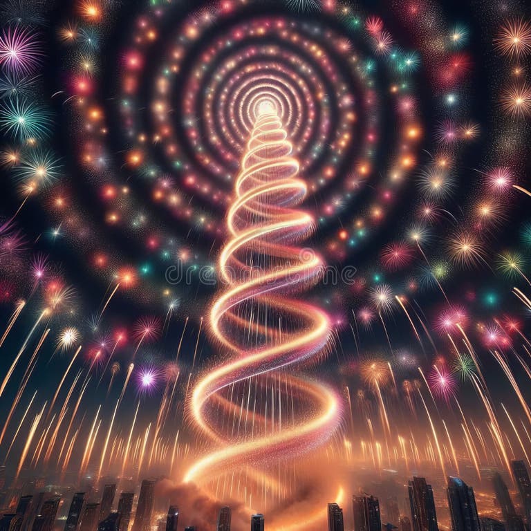 66 96. Spiral Vertical Shells_ Large, Spherical Firewo Stock ...