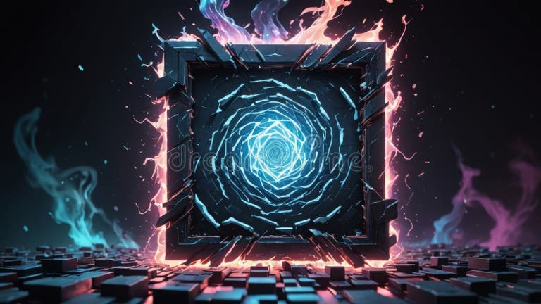 Spiral Vortex in Neon Frame, Representing Energy Flow and Digital Innovation Stock Image - Image ...