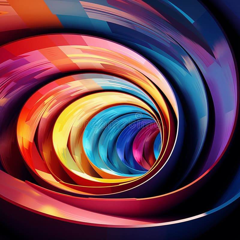Spiral Vortex Swirls Colourful Digital Art Illustration Stock ...