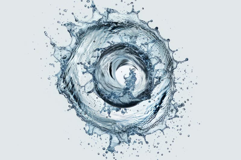 Spiral Vortex Water Splash. Water Droplets Against a Light Background ...