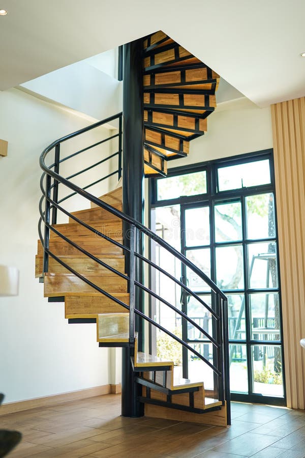 Spiral Wooden Staircase Circular Staircase Decoration Interior Stock ...