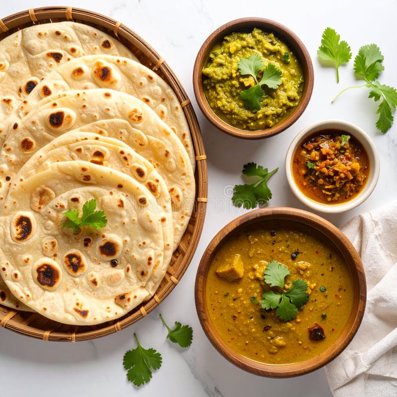Spiraled Roti Canai Served with Dhal Curry Full Frame View Stock ...