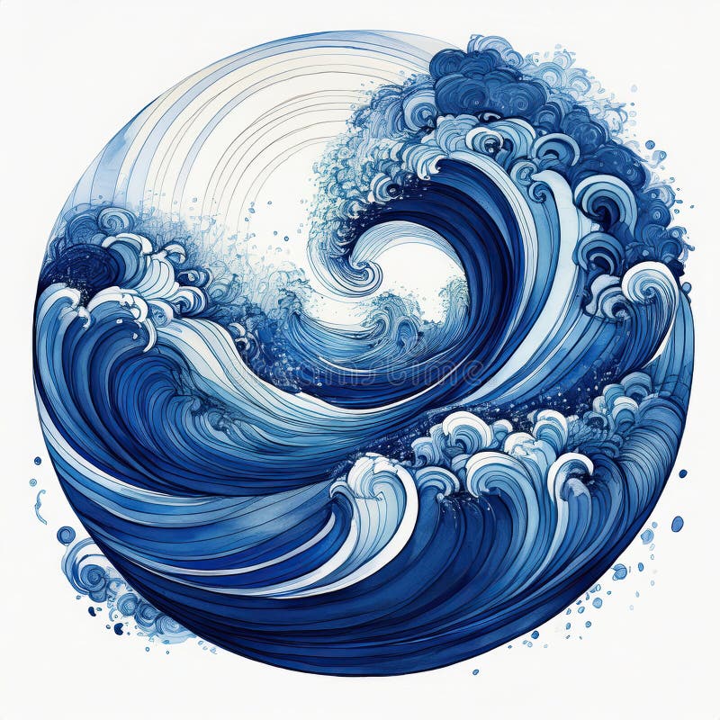 Spiraled Wave Emblem in Graphic Design Stock Illustration ...