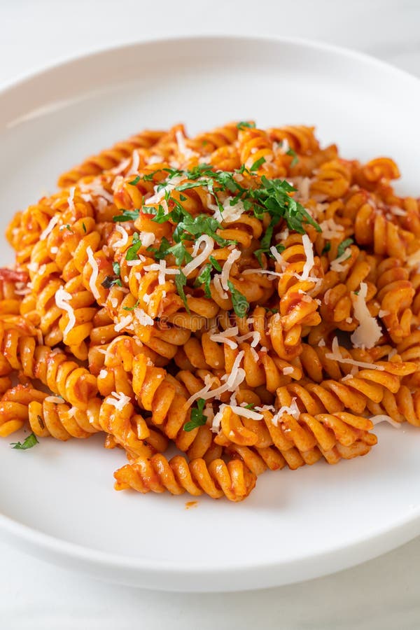 Spirali Or Spiral Pasta With Tomato Sauce Stock Image Image Of Dish