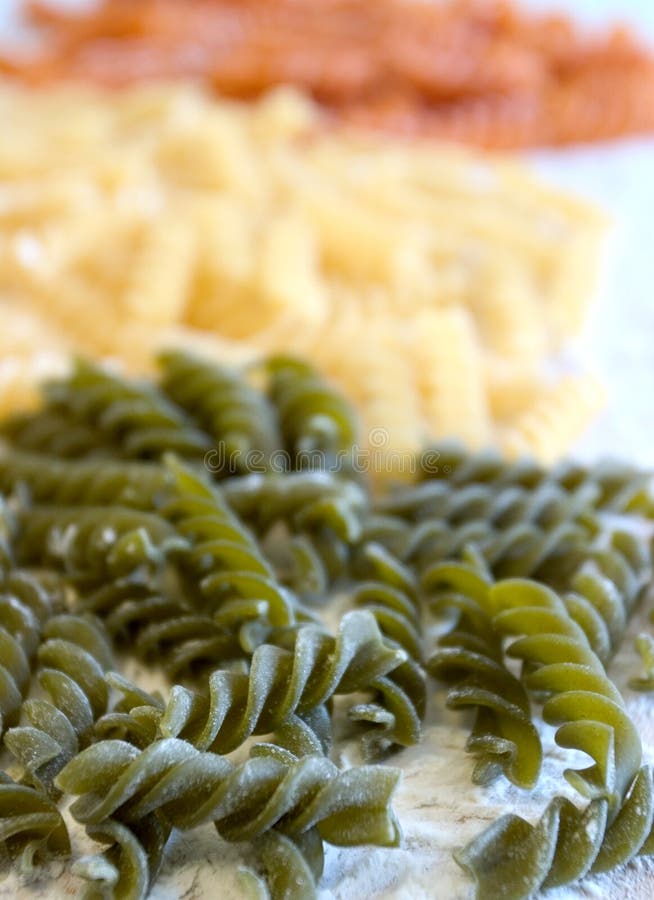 Spirali Trio Pasta stock image. Image of italy, orange - 121755