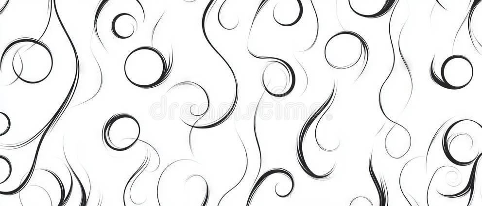Spiraling Black Ink Lines Create a Dynamic Seamless Pattern on a Stark ...