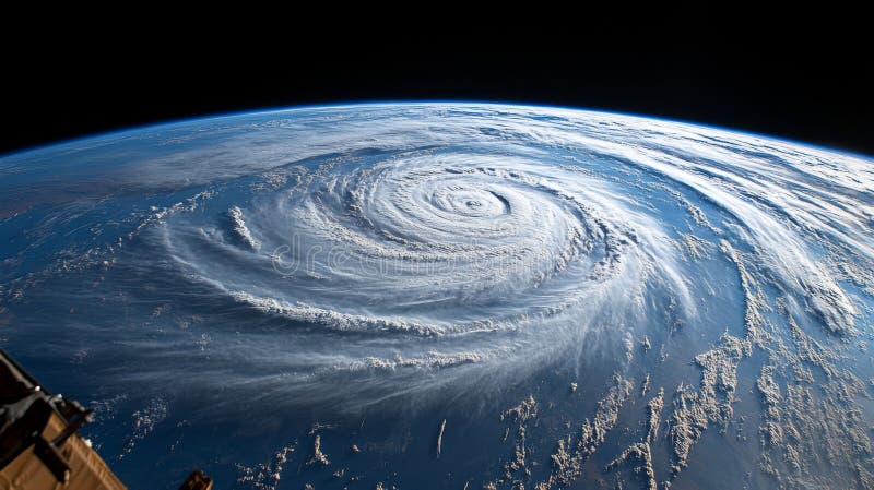 A Spiraling Cyclone Observed from Space Stock Illustration ...