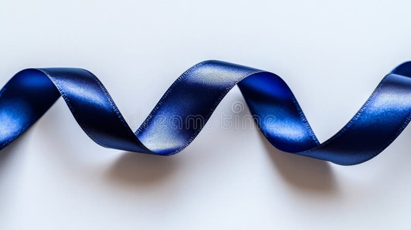 A Spiraling Dark Blue Satin Ribbon on White Stock Illustration ...