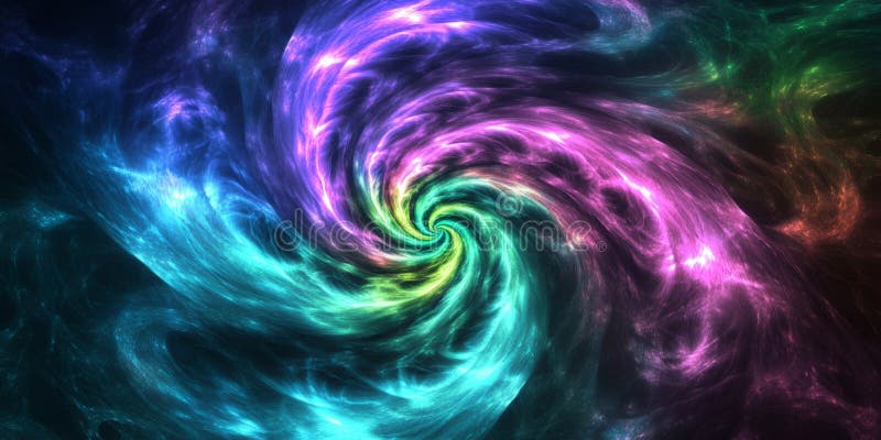 Spiraling Energy Vortex Deep Intergalactic Space Radiating Neon Green ...