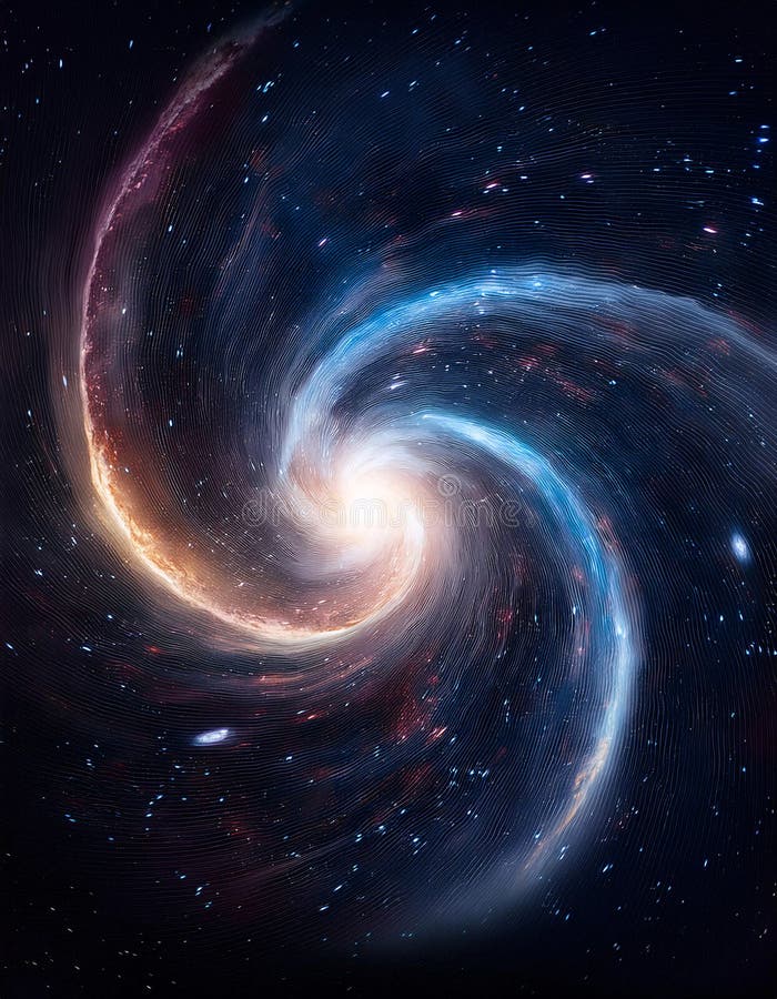Spiraling Galaxy Image with a Bright Core and Star-studded Arms Stock ...