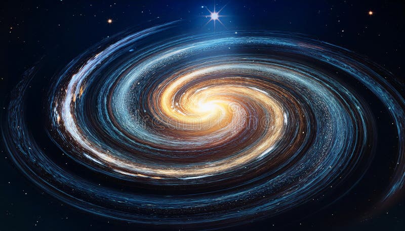 Spiraling Galaxy Image with a Bright Core and Star-studded Arms Stock ...