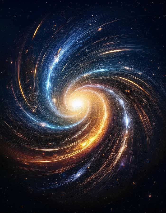 Spiraling Galaxy Image with a Bright Core and Star-studded Arms Stock ...